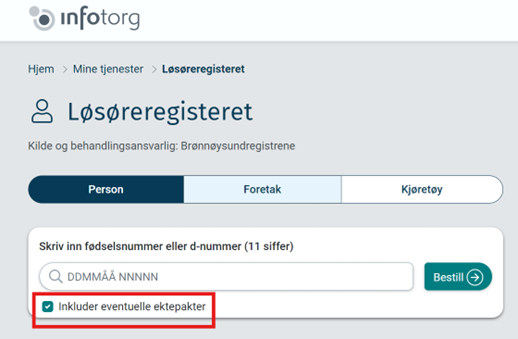 Løsøreregisteret - Ektepakter - Infotorg